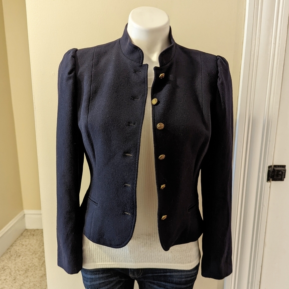 Vintage | Jackets & Coats | Vintage Military Style Navy Blue Wool Jacket Wpuff Shoulder And Gold ...